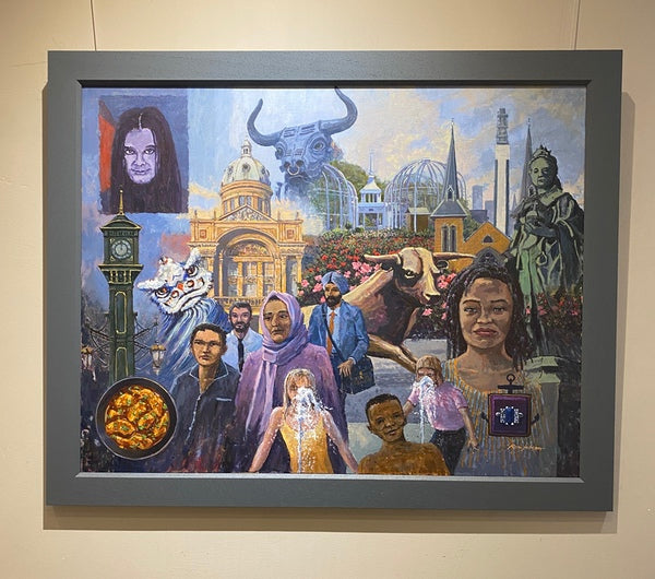 Birmingham Montage. Acrylic Painting (R22) – Purple Gallery