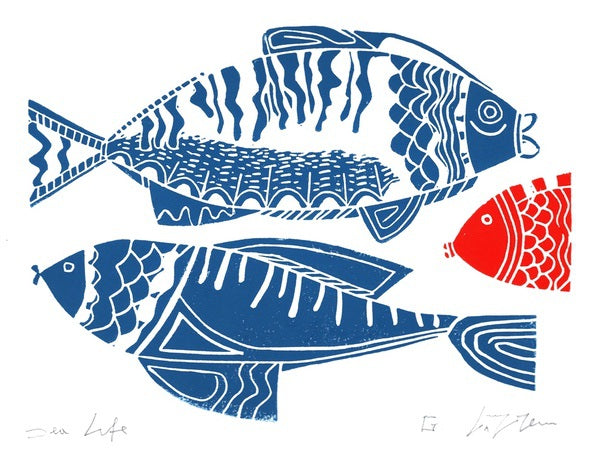 Sea Life. Linocut Print, open ed (GL509) – Purple Gallery
