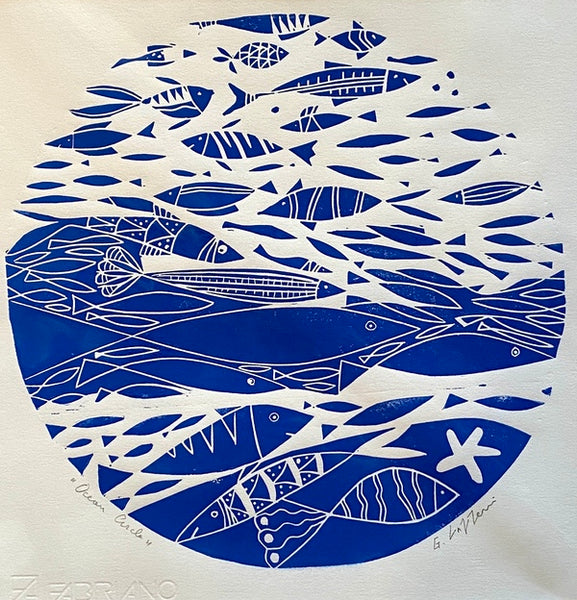 Ocean Circle. Linocut, Open Ed (GL78) – Purple Gallery