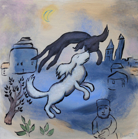 Chagall's Dog in Love – Purple Gallery
