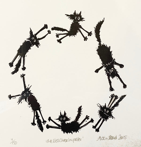 Kiss Chase Interrupted. Linocut Print 88/150 (AR08) – Purple Gallery